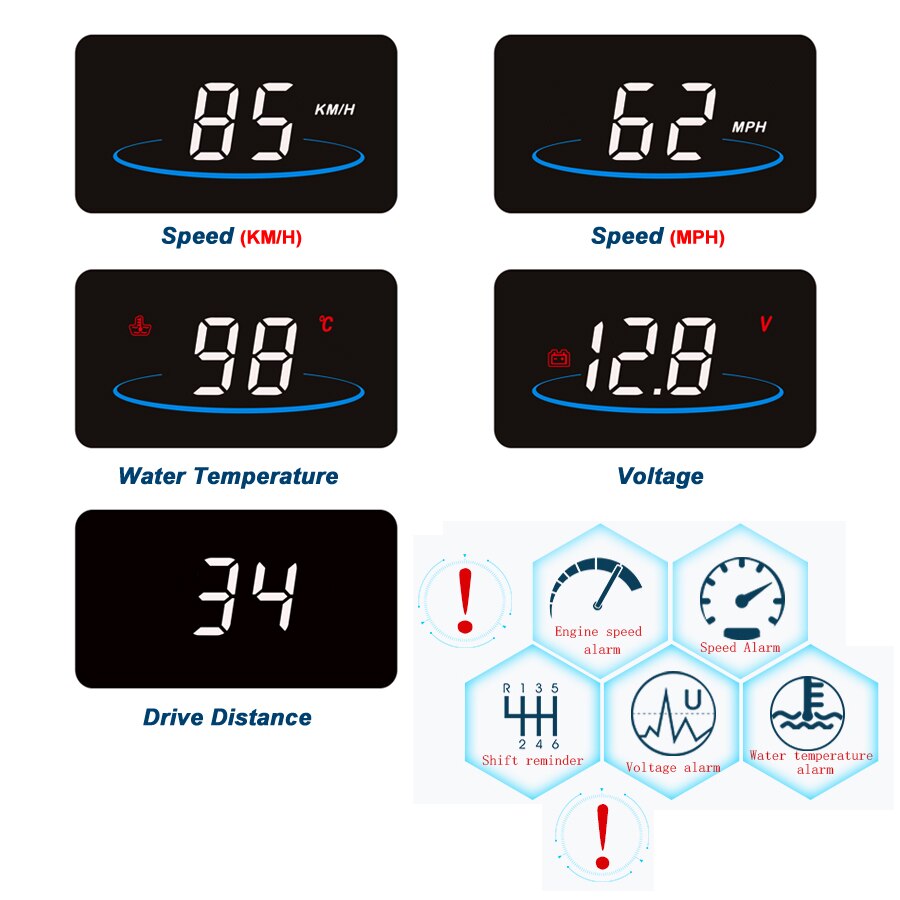 HUD Car HD Head up display Auto Electronics KM/h M... – Vicedeal
