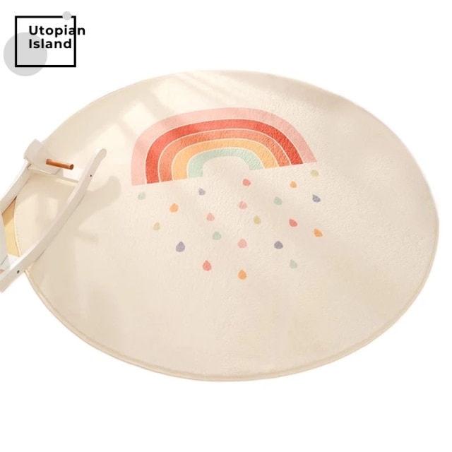Rainbow Round Carpet Modern Living Room Fluffy Rug... – Grandado