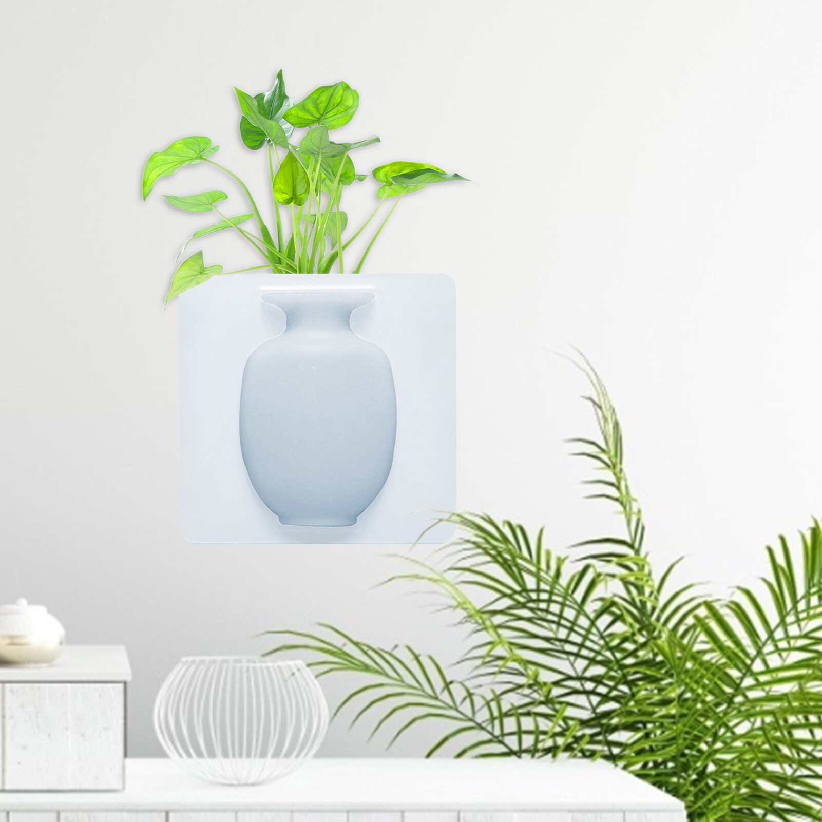 Vases Sticky Handmade Container Wall Silicone Flow... – Grandado