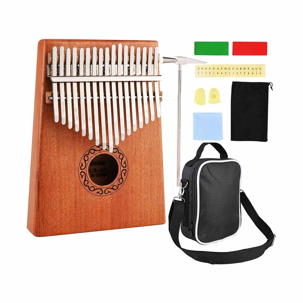 17 Keys Thumb Piano Wood Mahogany Mbira Body Music... – Grandado