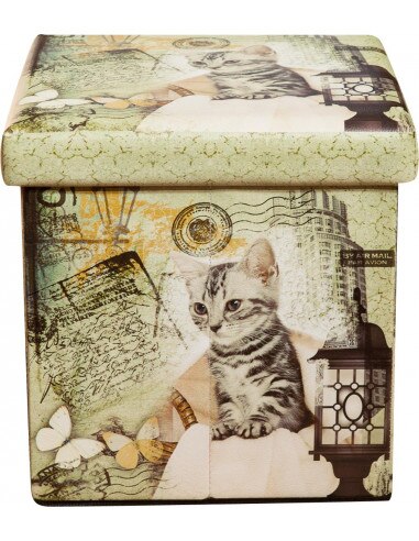 Poef Opslag Hersluitbare Faux Lederen Kat – Vicedeal