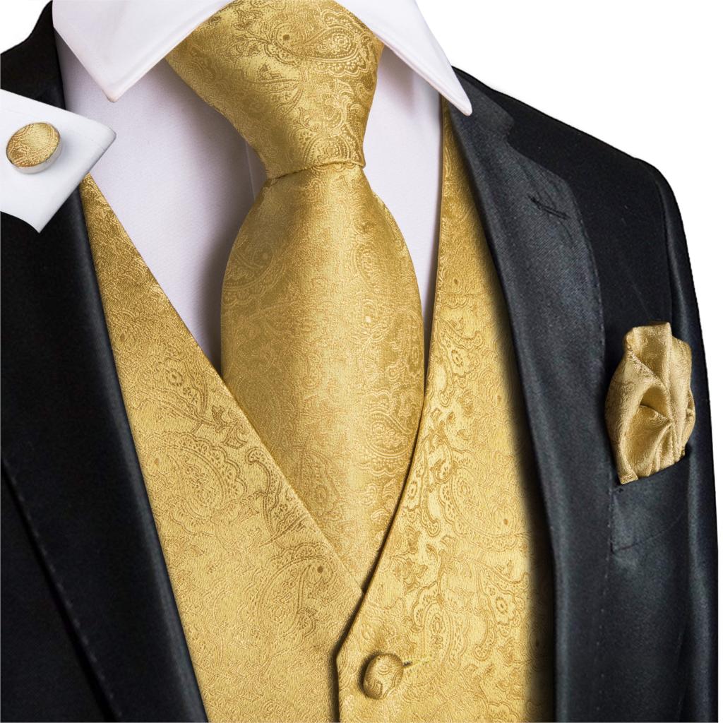 Vest for Men Gold Suit Vest Floral Waistcoat Slim-... – Grandado