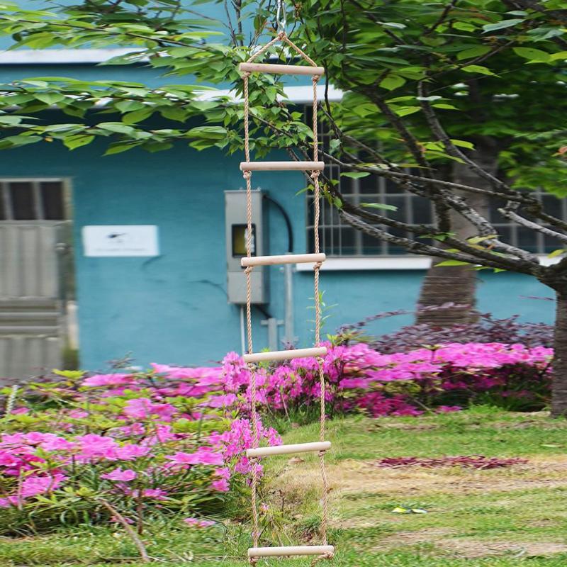 Wooden Rope Ladder Multi Rungs Children Climbing T... – Vicedeal