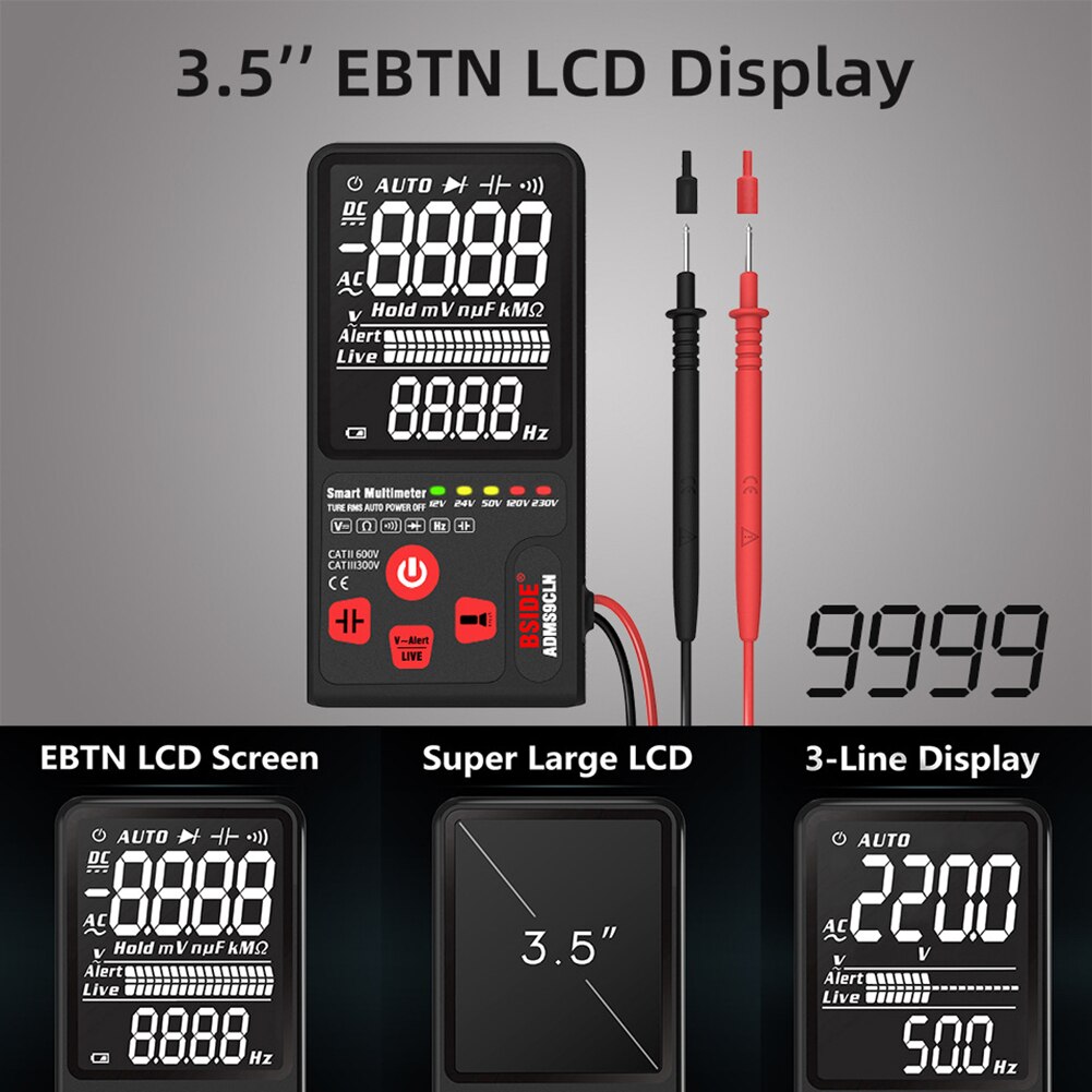 BSIDE ADMS9CLN Digital Multimeter True RMS Test Vo... – Vicedeal
