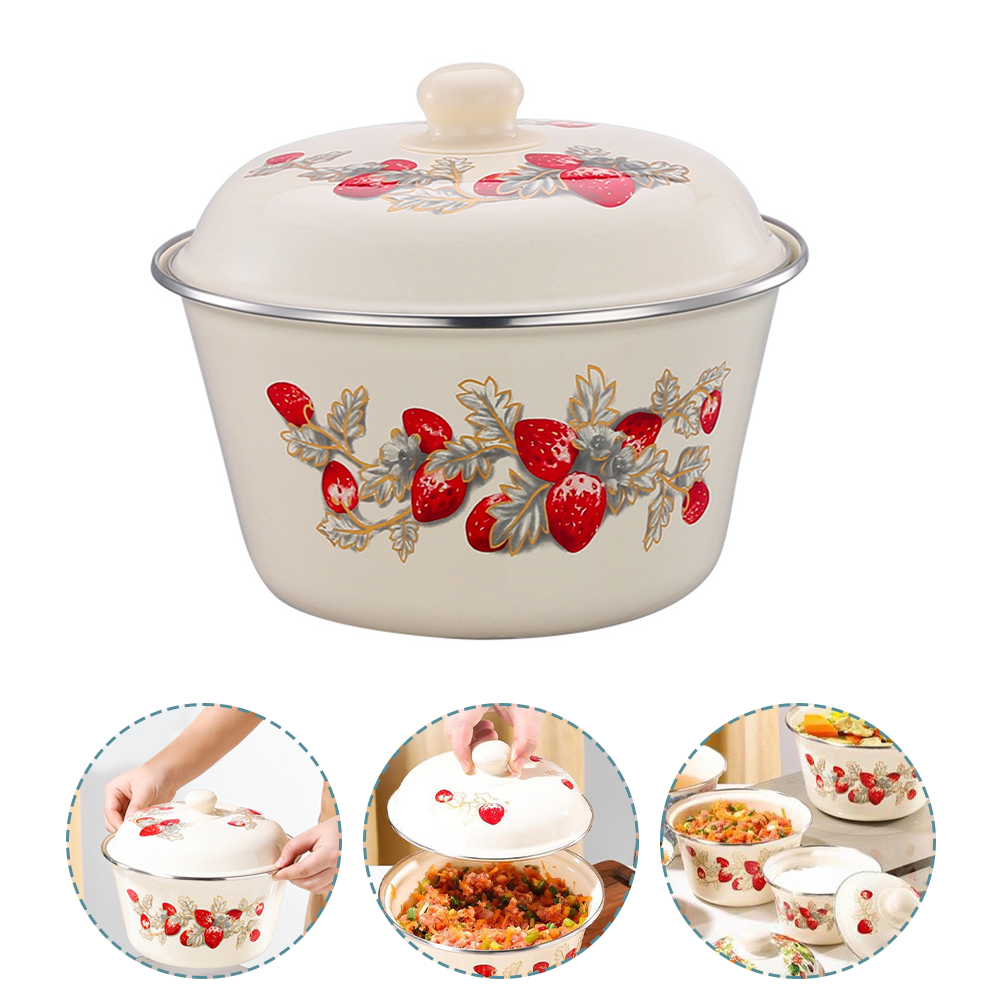 Retro Enamel Bowl Decorative Enamel Basin Food Bow... – Vicedeal