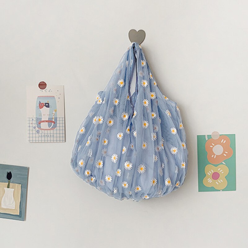 Women Small Transparent Tote Mesh Cloth Bag Daisy ... – Vicedeal