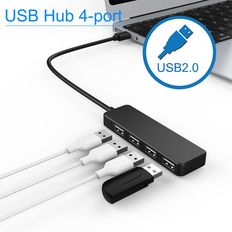 Ultra Slim USB Hub 4-Port USB 2.0 Hub Black & USB ... – Grandado