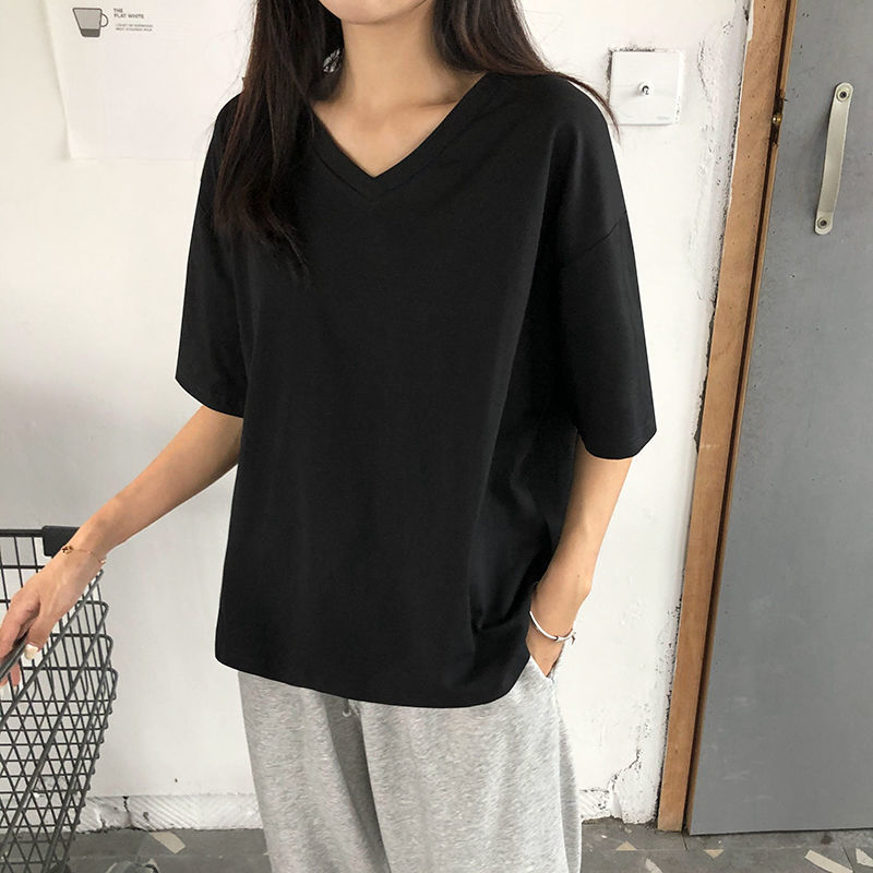 Vrouwen V-hals Slaap Tops Eenvoudige Basic Effen L... – Vicedeal