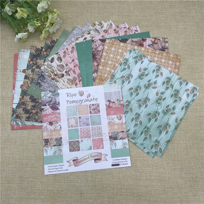 24 sheets 6"X6"Ripe pomegranate paper Sc... – Vicedeal