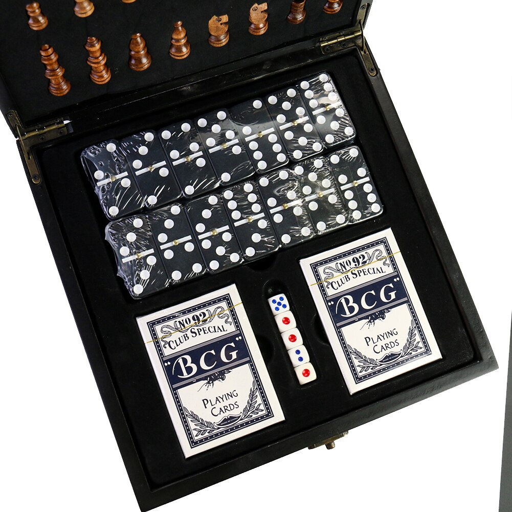 Box 4 In 1 Wooden Chess Adult Chess Card Toys Domi... – Grandado