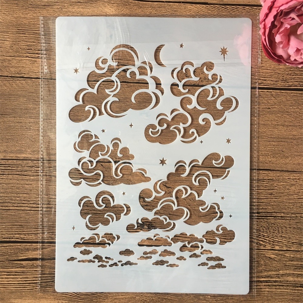 A4 29cm Cloud Moon Star DIY Layering Stencils Wall... – Grandado
