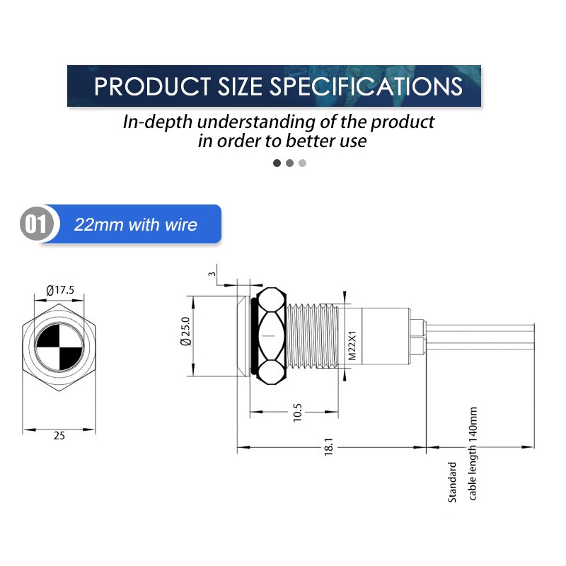 22mm LED indicatore luminoso in metallo lampada sp... – Vicedeal