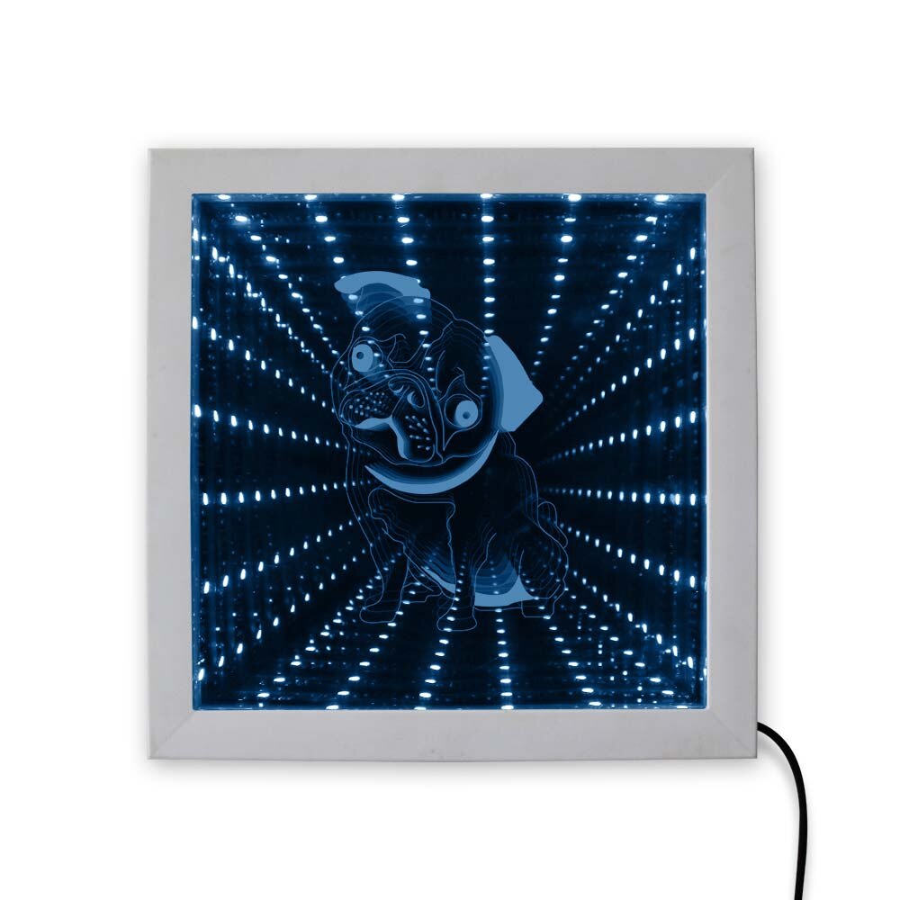 Pug Dog LED Infinity Mirror Never Ending Tunnel Li... – Grandado