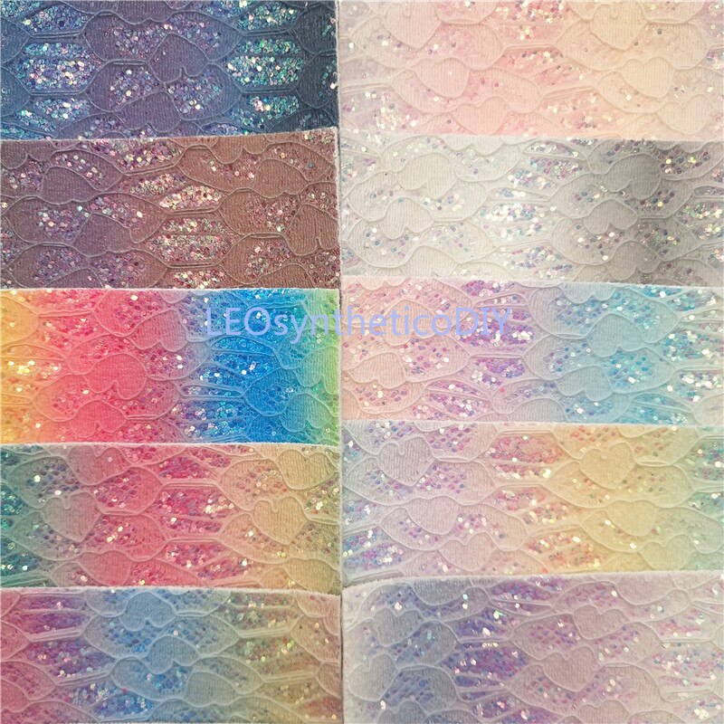 90X134CM Rainbow Glitter, Kant Glitter Stof, cuero... – Grandado