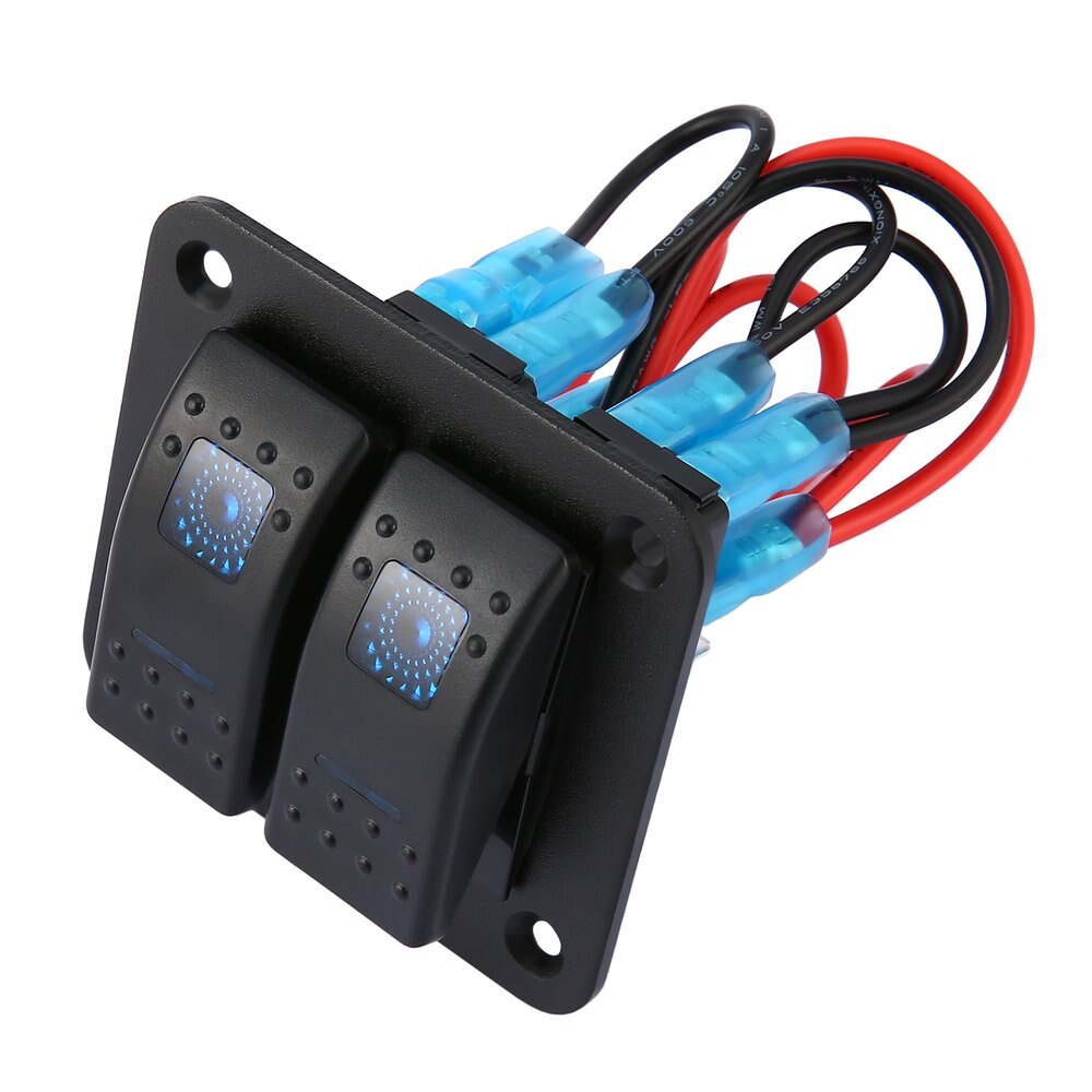 DC 12V 24V 2 Gang Rocker Switch Panel Dual LED Wat... – Vicedeal