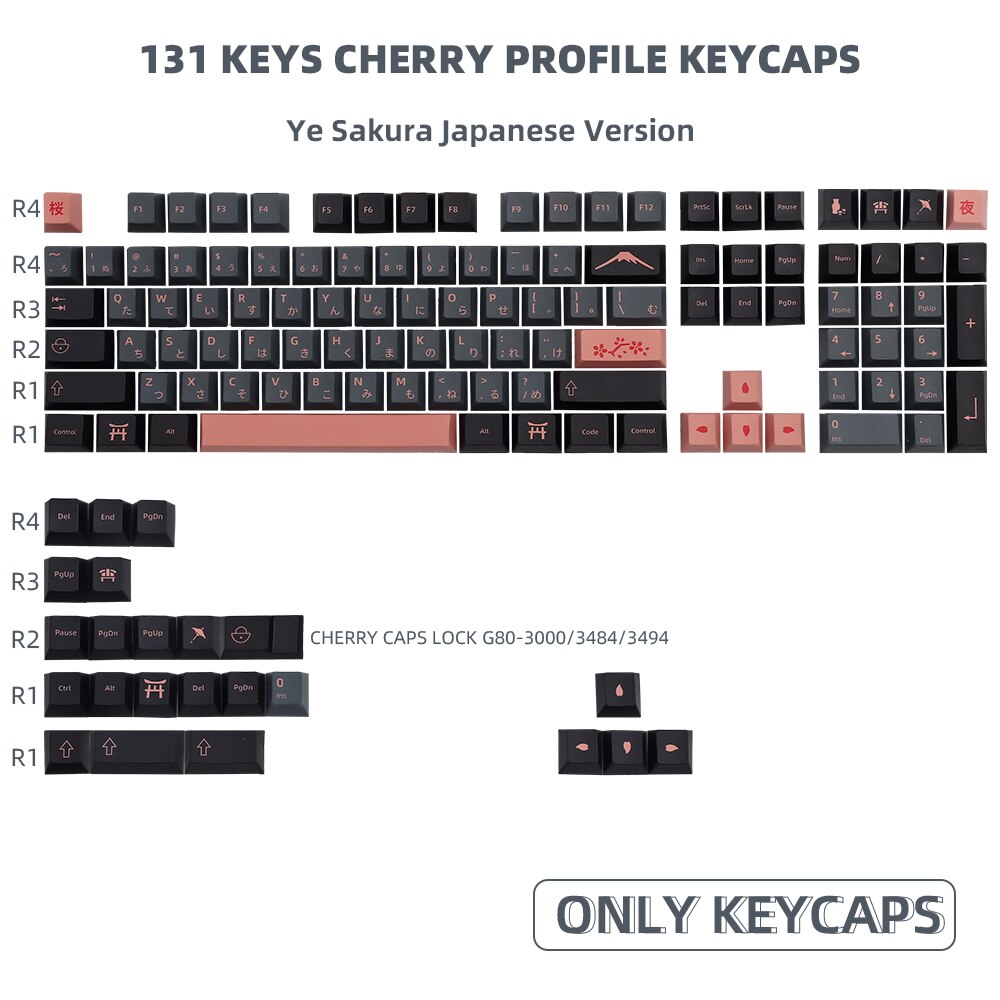 131 keys set Night cherry PBT keycap Dye Sub Japan... – Vicedeal