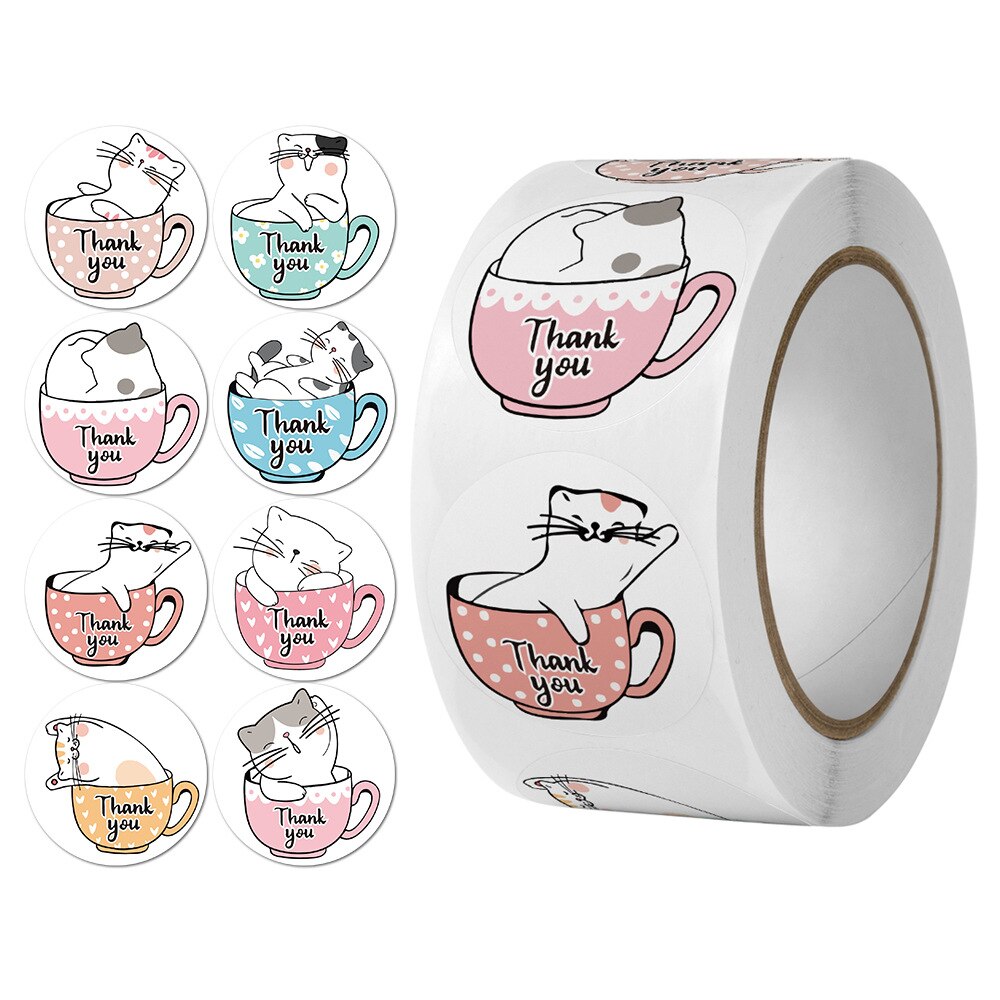 500Pcs/Roll Cuet Kat Dank U Stickers Seal Labels S... – Grandado