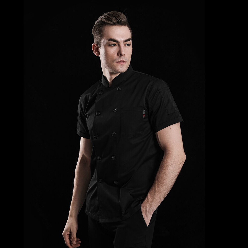 breathable Solid color short-sleeved chef uniform ... – Grandado