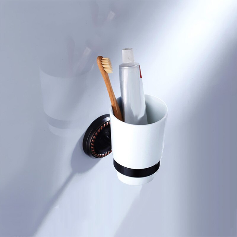 Ceramic Toothbrush Toothpaste Holder Black Vintage... – Grandado