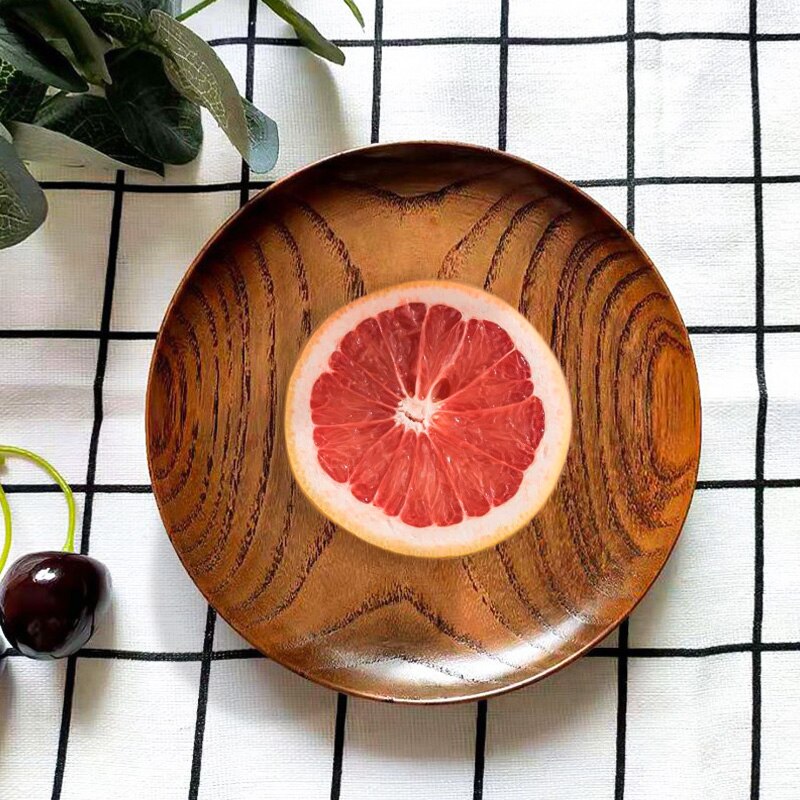 Round Solid Wood Plate Whole Acacia Wood Fruit Dis... – Grandado