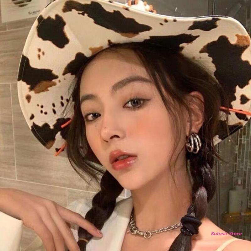 Retro Hipster Cowboy Hat Cute Cow Basin Hat Outdoo... – Vicedeal