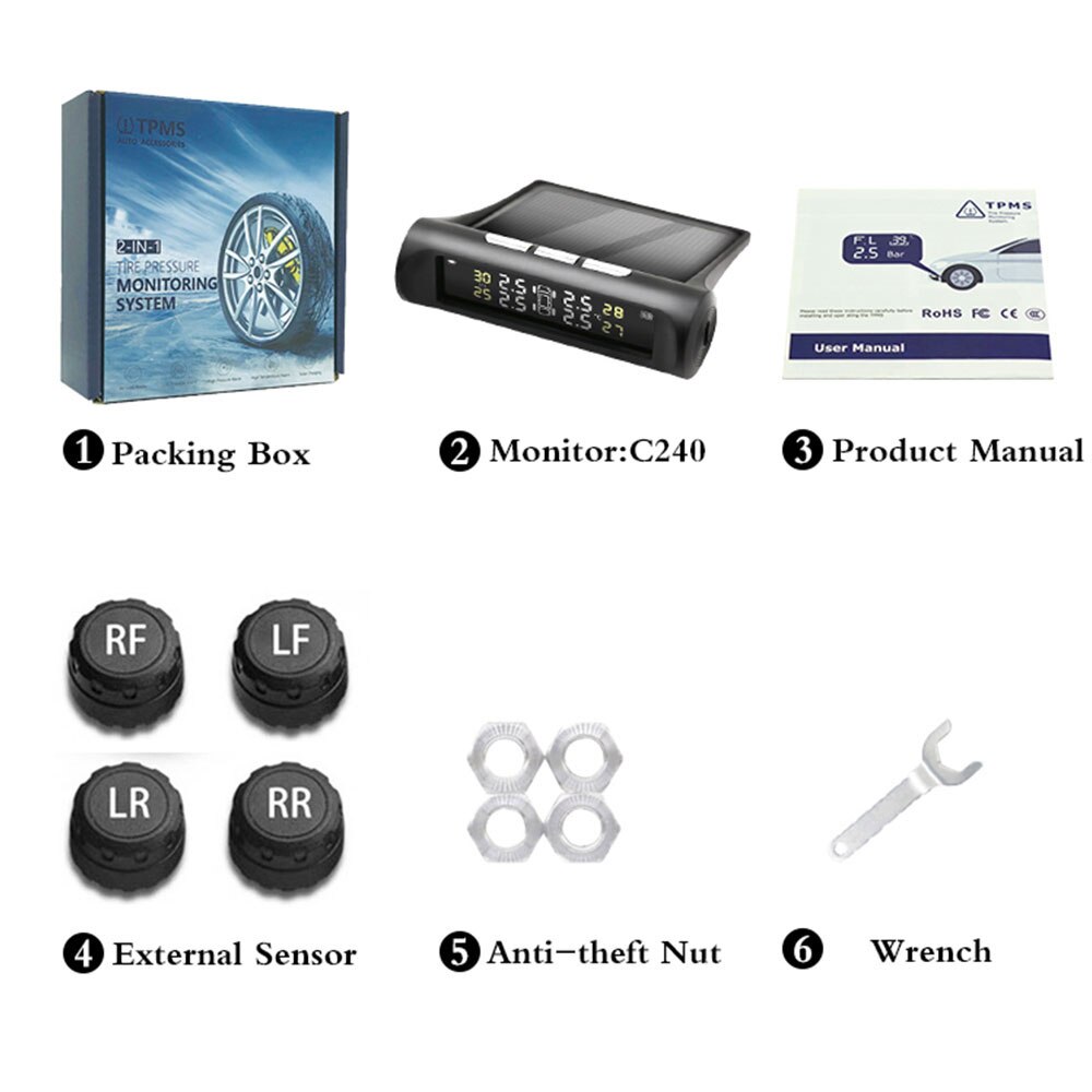 4 externe Sensoren TPMS Anti-Explosie Bandenspanni... – Grandado
