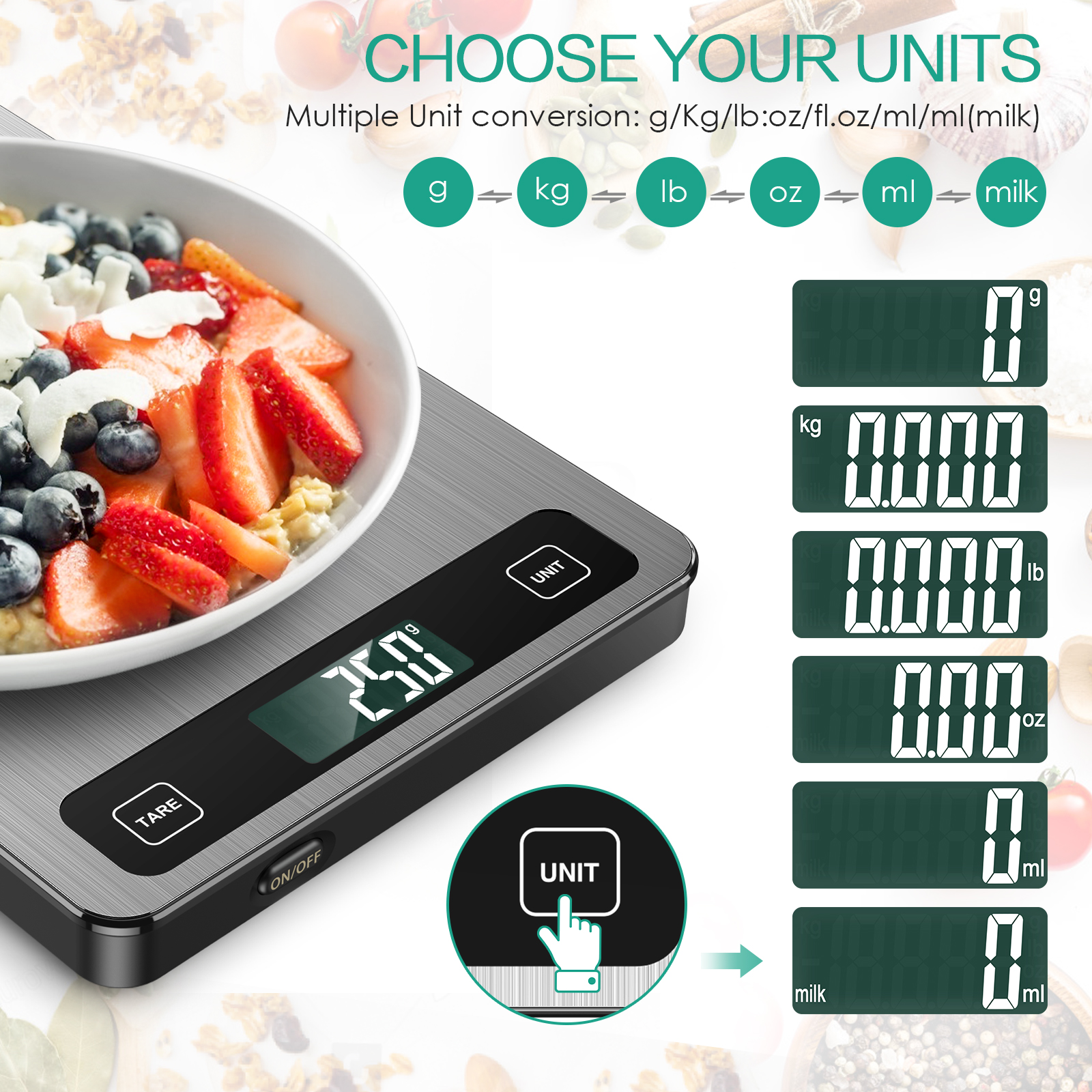 10kg/1g Kitchen Scale Stainless Steel Weighing Sca... – Grandado