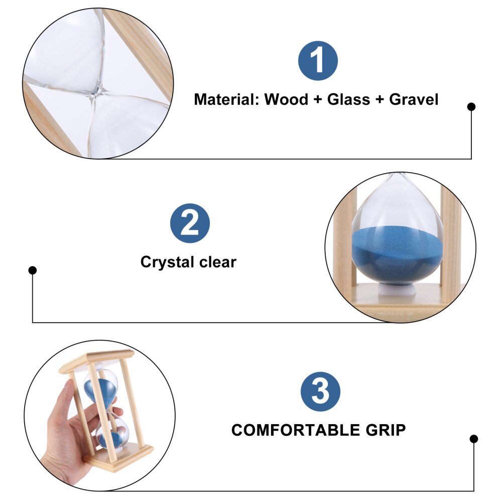 Transparent Glass Hourglass Timer Minutes Wooden F... – Grandado