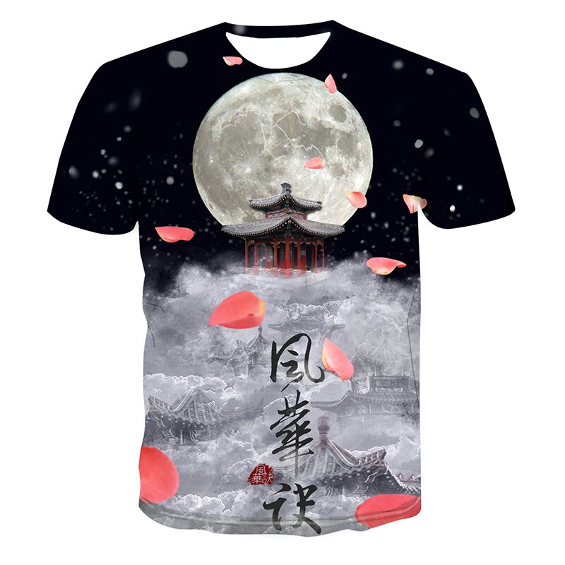 Retro Chinese Stijl Mannen Tee Shirt 3D Afdrukken ... – Grandado