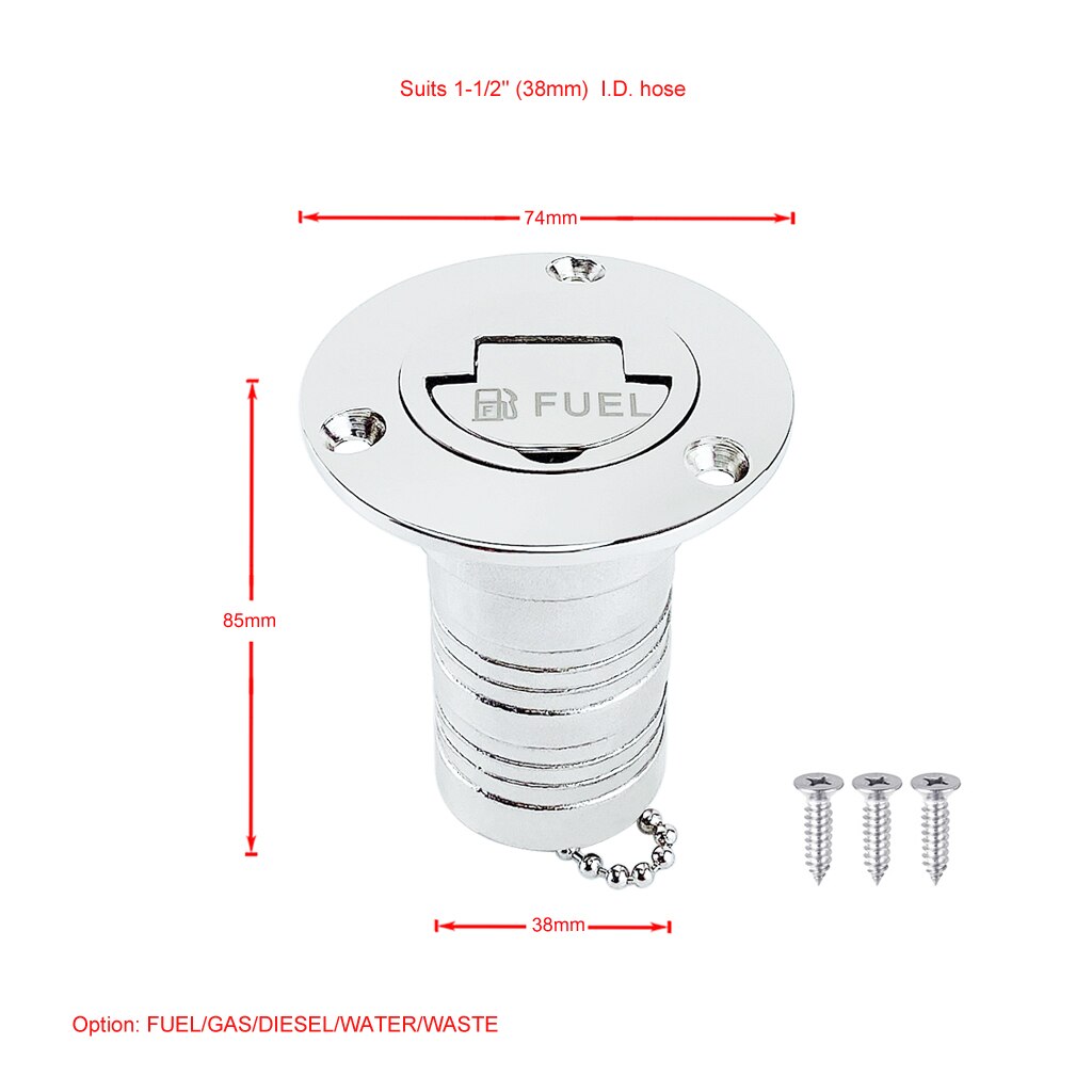 1.5" 38mm Deck Filler Fill FUEL GAS DIESEL WATER W... – Vicedeal