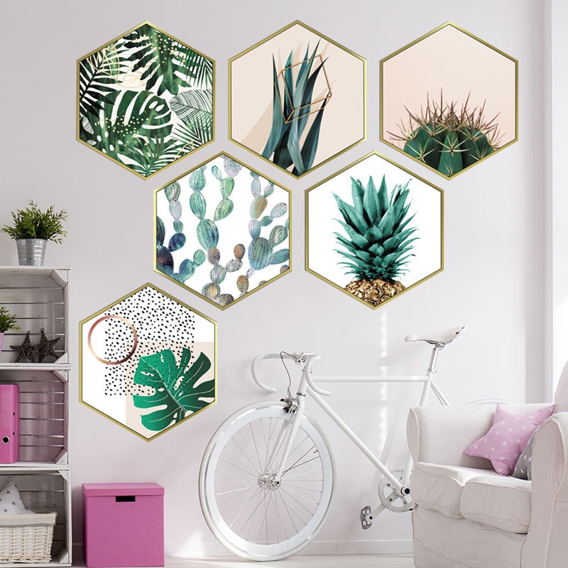 Green Plants Hexagon Photo Frame Wall sticker for ... – Vicedeal