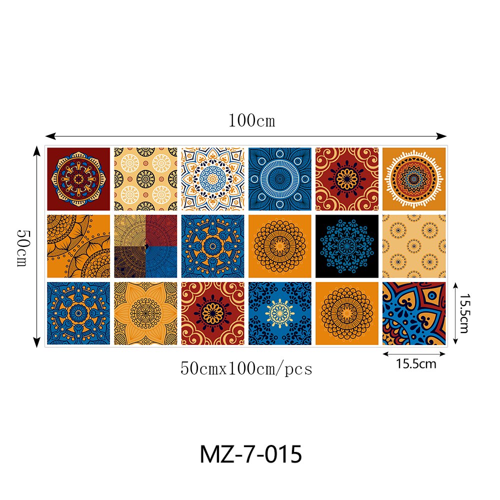 Colorful Floral Pattern Matte Tiles Wall Sticker 5... – Grandado