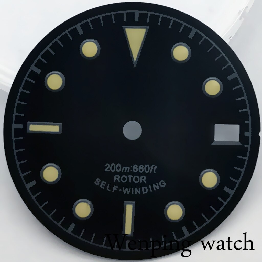 28.5mm Sterile Black Yellow Watch Dial Green Lumin... – Grandado