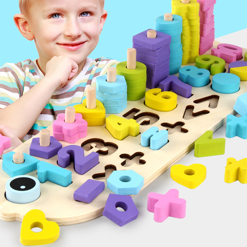 Kids Wooden Block Toys Geometric Assembling Blocks... – Grandado