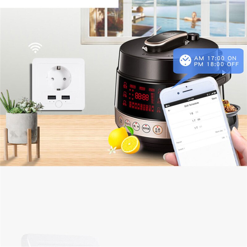 Smart USB Wall Socket 16A EU WiFi Power Plug Works... – Grandado