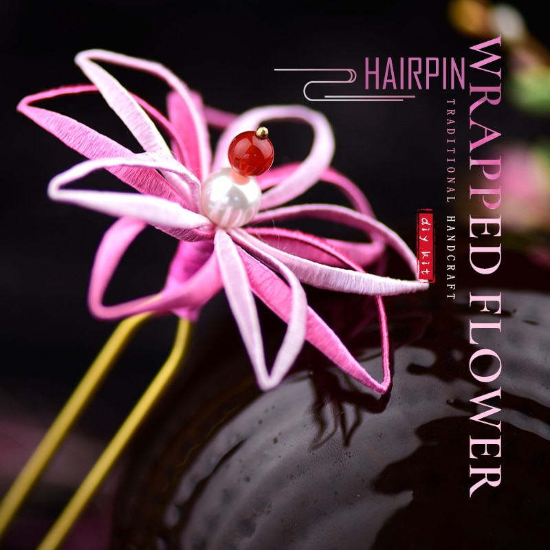 Traditionele Hand-Made Roze Gewikkeld Bloem Haarsp... – Grandado