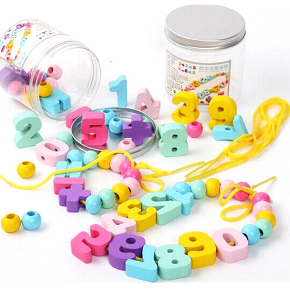 33pcs Wooden Toys Baby DIY Necklace Number Stringi... – Grandado