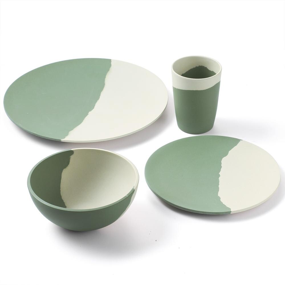 Lekoch Bamboo Fiber 4 Pcs for 1 person dinner plat... – Grandado
