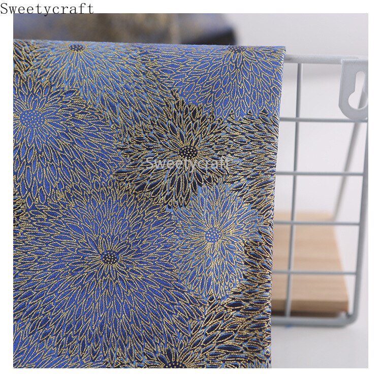 150x100cm blue Printed Bronzed Cotton Fabric By Me... – Grandado