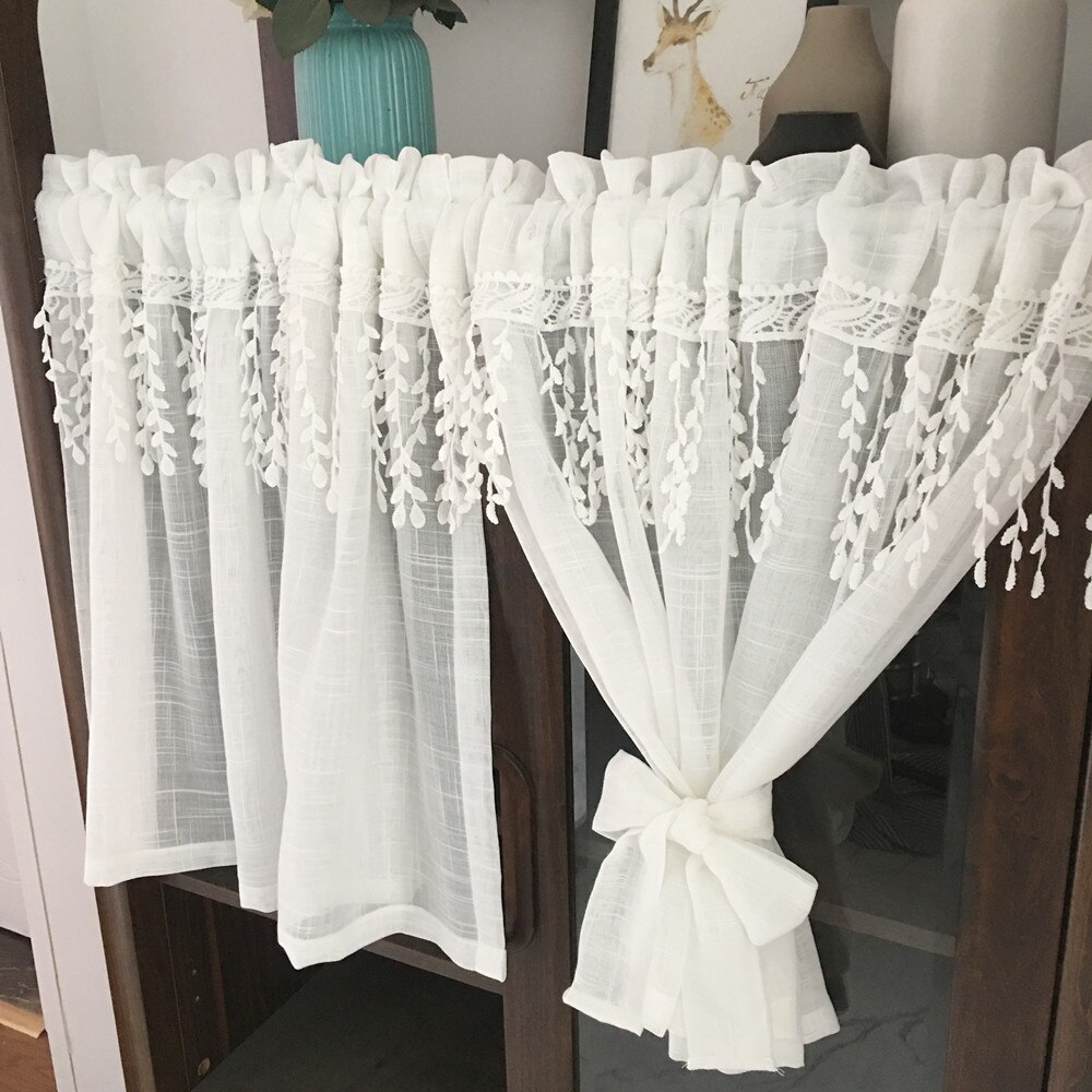 White Short Curtain Sheer Tulle For Window Display... – Grandado