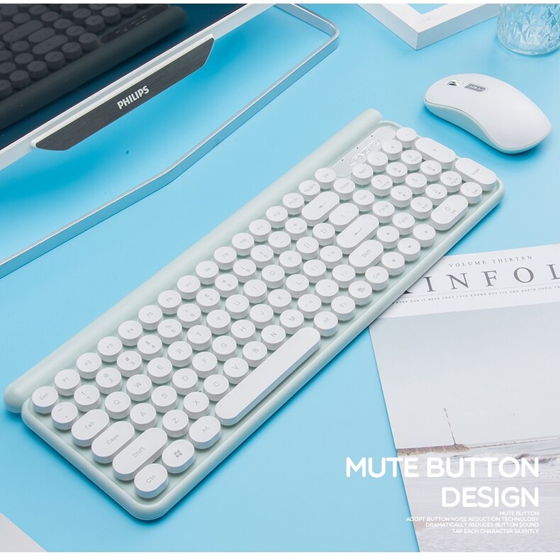 GOOJODOQ Wireless Keyboards for Laptop Round Caps ... – Vicedeal