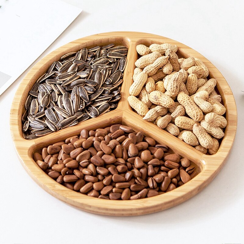 Wooden Round Fruit Tray Multi-Grid Platter Europea... – Grandado