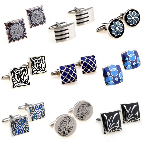 Trendy Black Blue Enamel Cufflink Cuff Link 1 Pair... – Grandado
