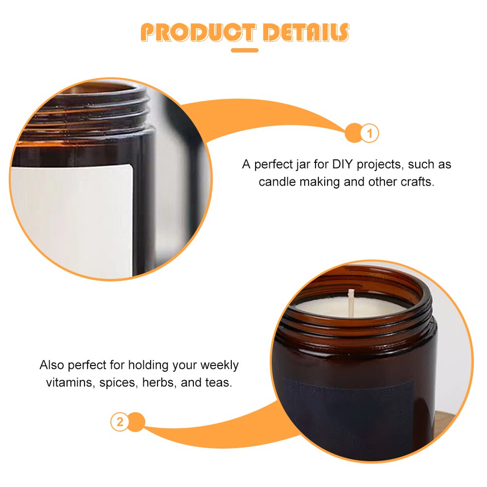 6pcs Amber Glass Jars Fillable Wax Candle Cups Emp... – Grandado