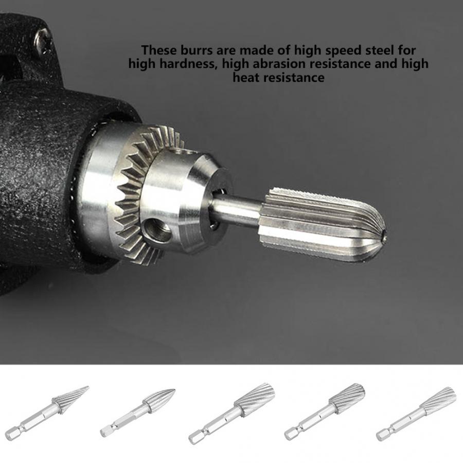 5pcs 1/4inch Hex Shank Burrs Rotary Files High Spe... – Grandado