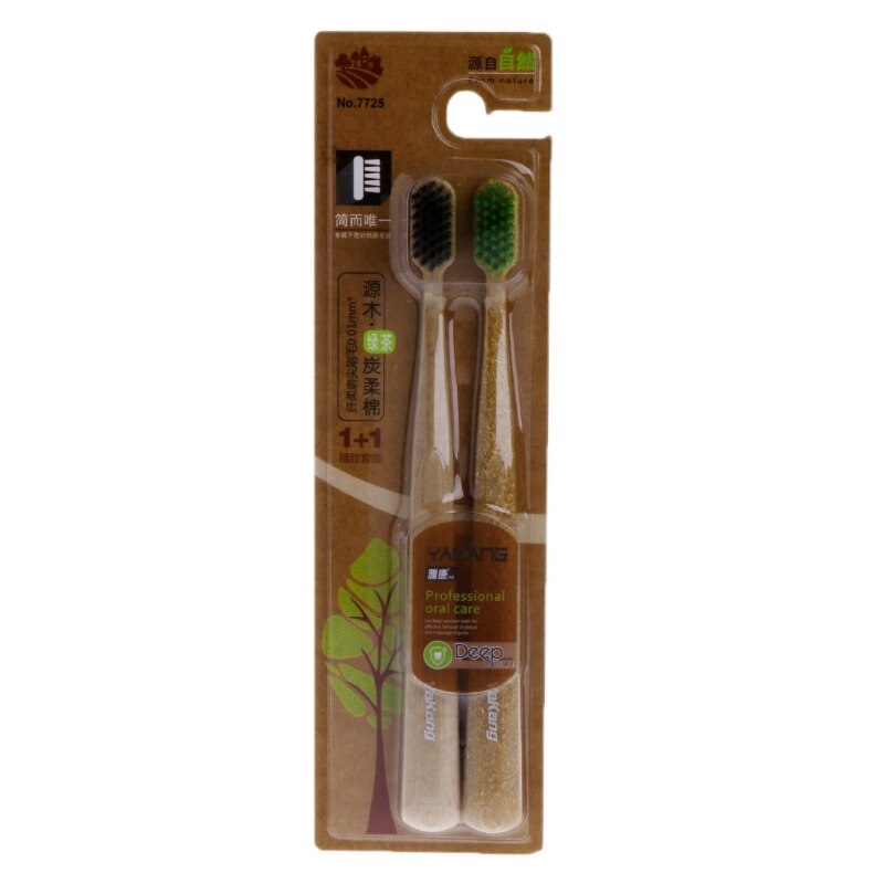 2Pcs Green Tea Nano Carbon Bamboo Toothbrush Ultra... – Grandado