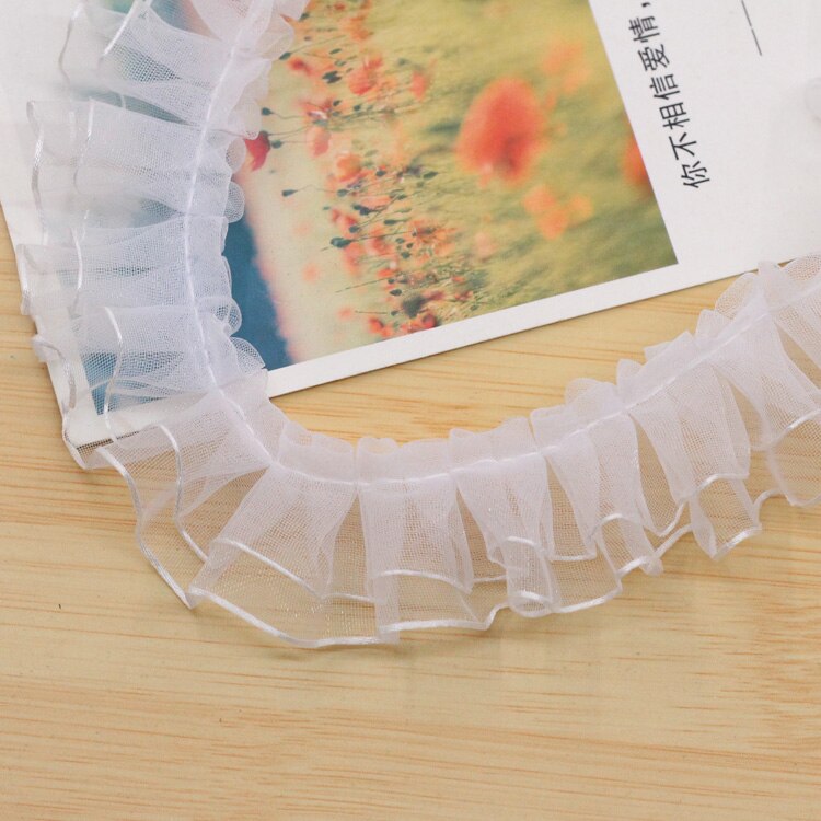 1Meter Multicolor 2-layer Pleated Organza Lace Rib... – Grandado
