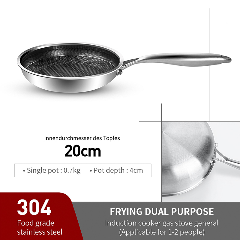 316/304 Stainless Steel Frying Pan Pan Fried Steak... – Vicedeal