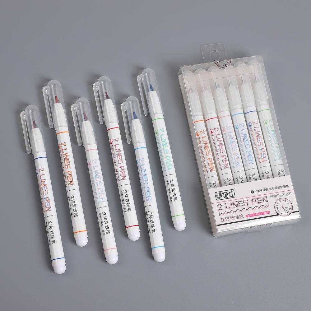 JIANWU morandi color Double Lines Art Markers Pen ... – Vicedeal