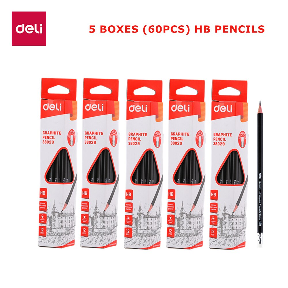 Deli 38029 Triangular Pre-sharpened HB/2B School P... – Grandado